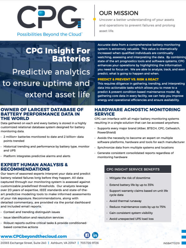 Insight for Batteries Data Sheet - CPG | Data Center Services